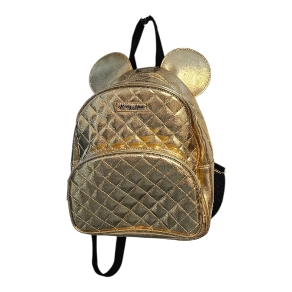 Disney | Bags | Disney Metallic Gold Quilted Backpack With Ears | Poshmark